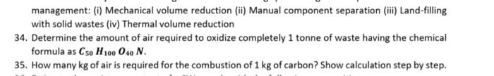 Solved management: (i) Mechanical volume reduction (ii) | Chegg.com