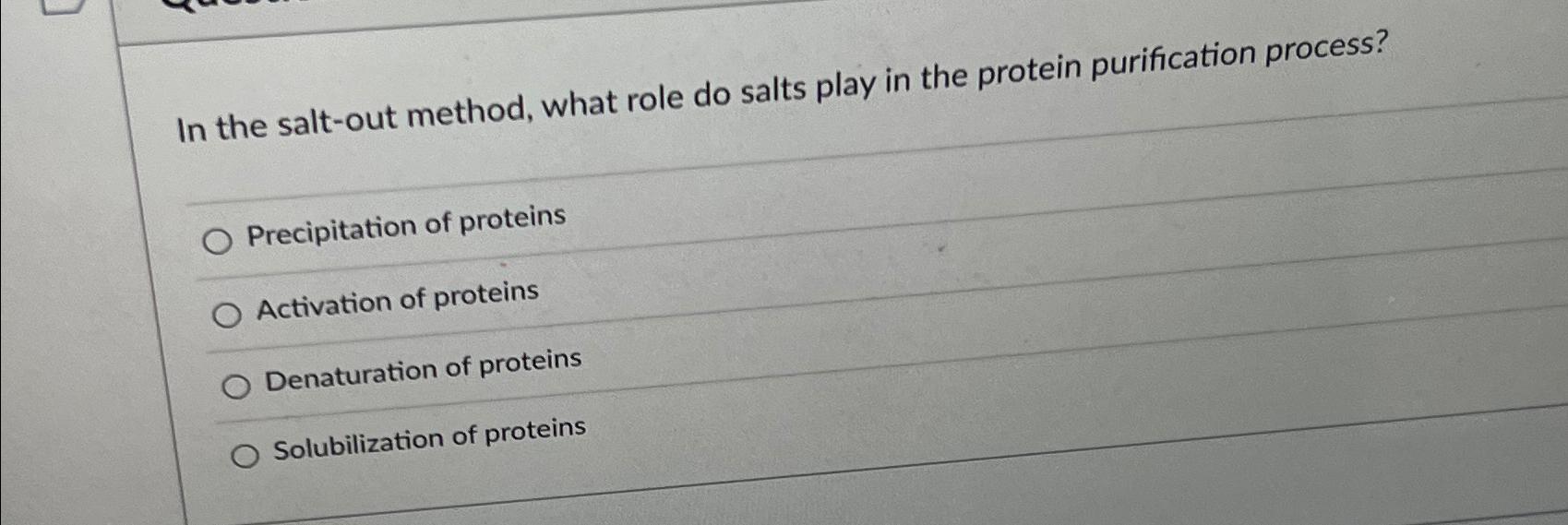 In the salt-out method, what role do salts play in | Chegg.com