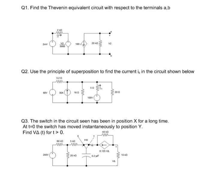 Solved Q1. Find the Thevenin equivalent circuit with respect | Chegg.com