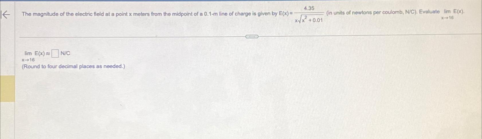 Solved The magnitude of the electric field at a point x | Chegg.com