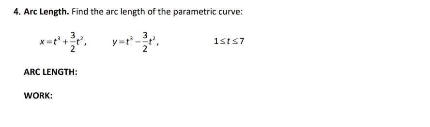 Solved by an EXPERT Arc Length. Find the arc length of ﻿the parametric | Chegg.com