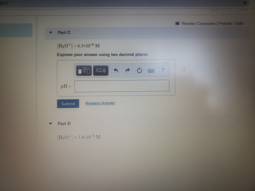 Solved Review | Constants | Periodic Table Part H3O+] = | Chegg.com