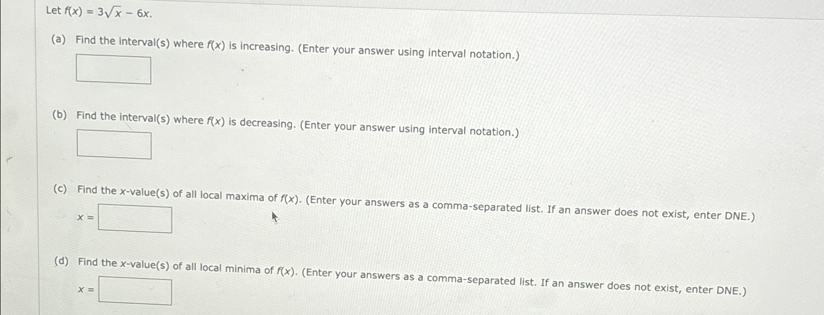 Solved Let f(x)=3x2-6x(a) ﻿Find the interval(s) ﻿where f(x) | Chegg.com