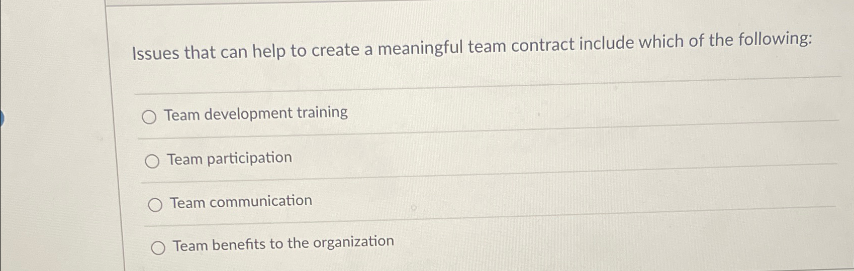 Solved Issues that can help to create a meaningful team | Chegg.com