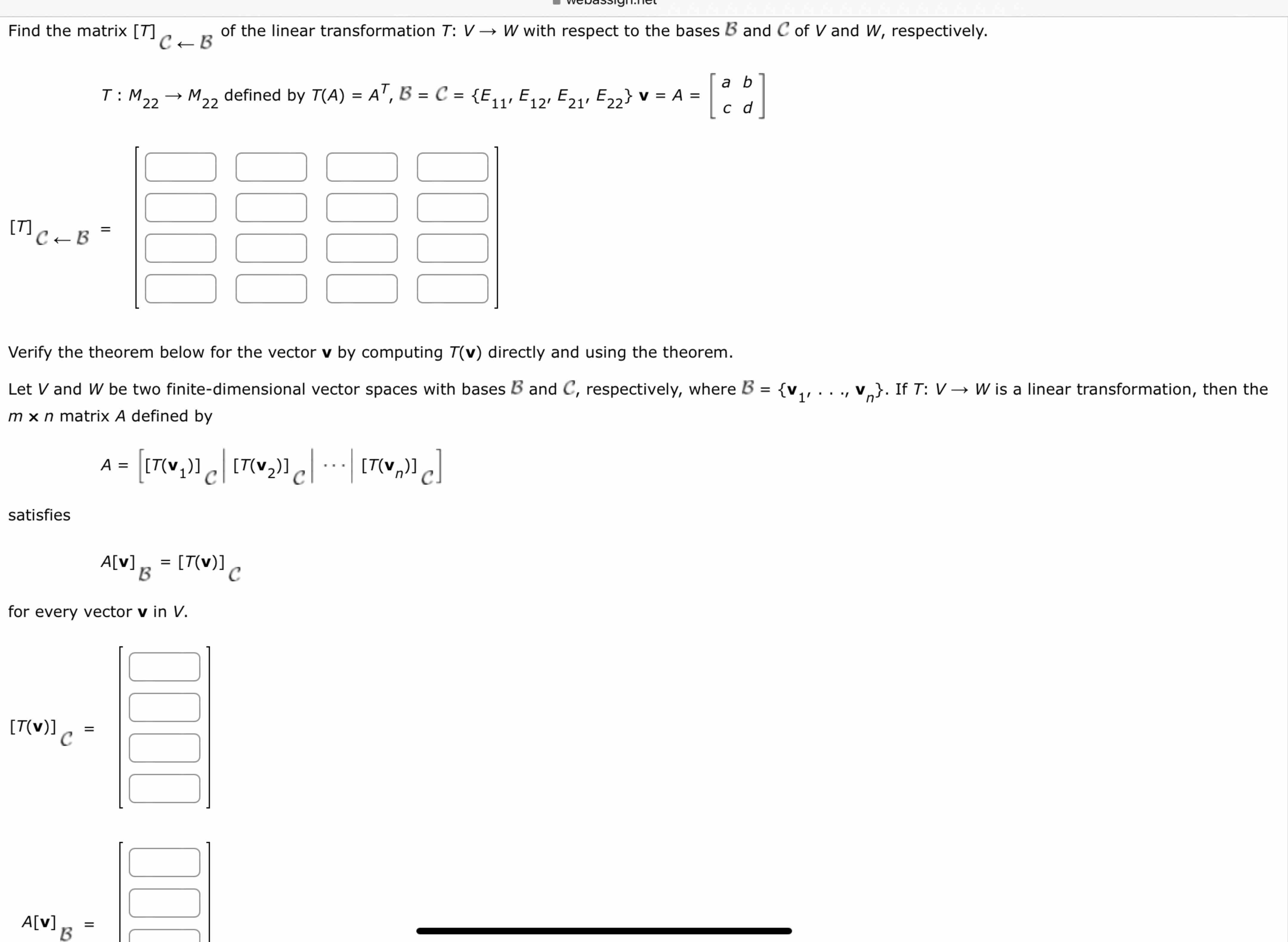Solved Find the matrix ?[T]ClarrB of the linear | Chegg.com