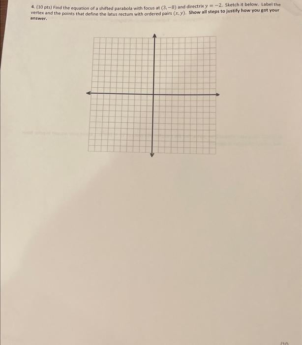 Solved 4. (10 pts) Find the equation of a shifted parabola | Chegg.com