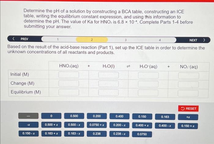 Solved Determine the pH of a solution by constructing a BCA | Chegg.com