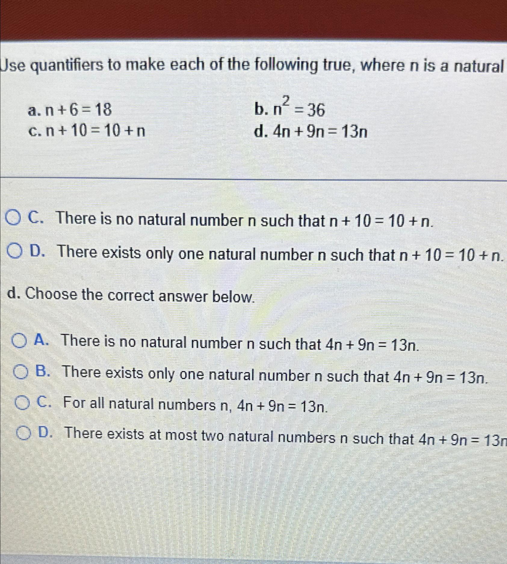 Solved Question 19 ﻿of 24Use quantifiers to make each of the | Chegg.com