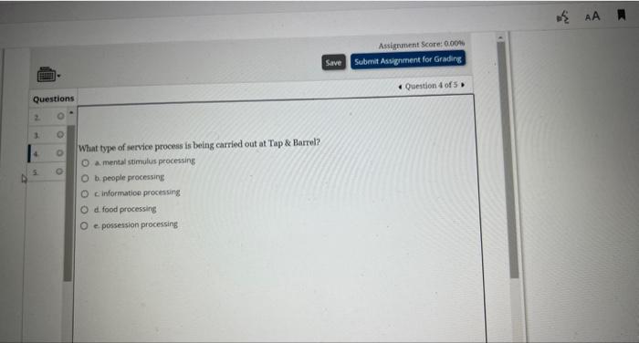 What type of service process is being carried out at | Chegg.com