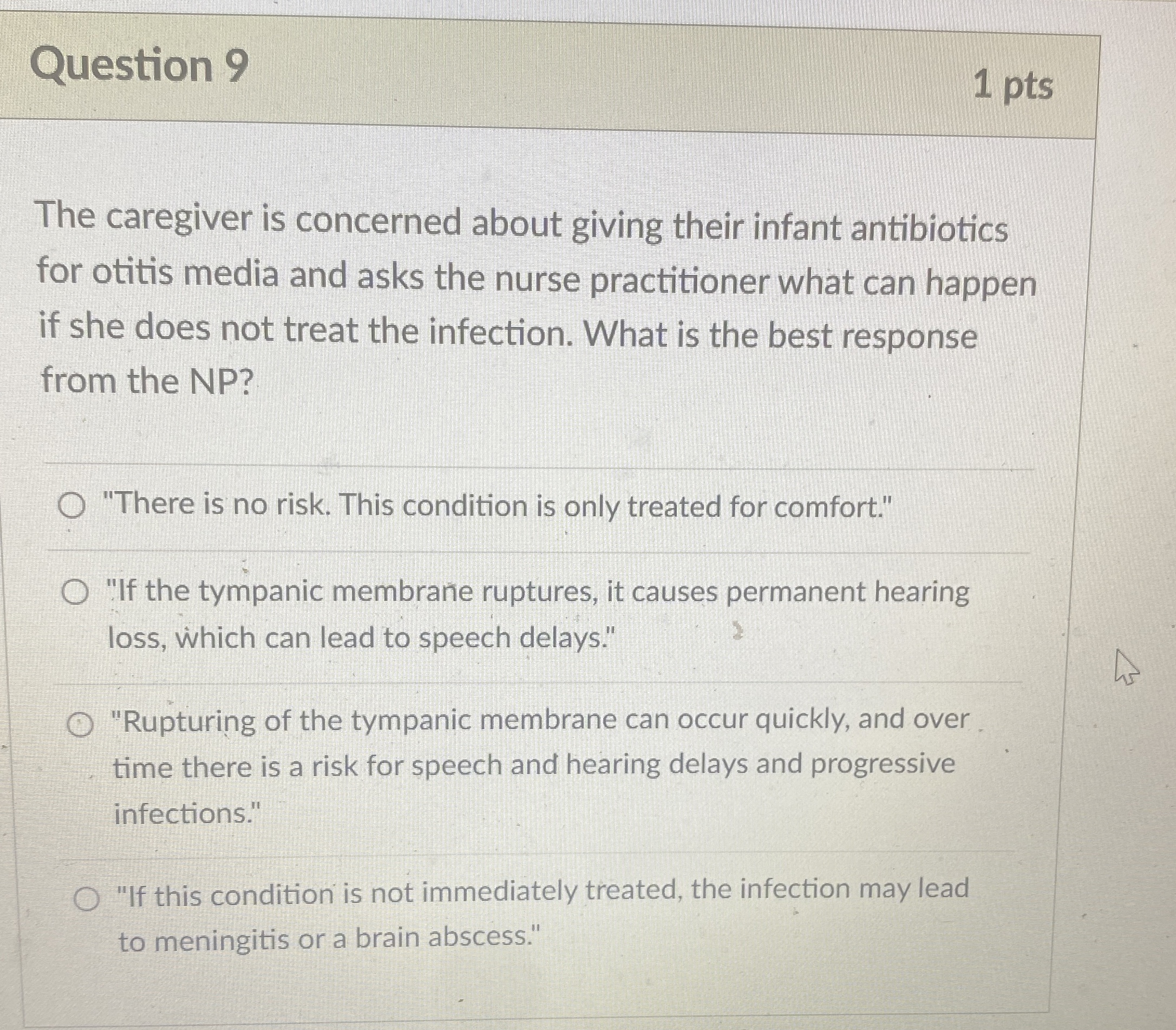Solved Question 91 ﻿ptsThe caregiver is concerned about | Chegg.com