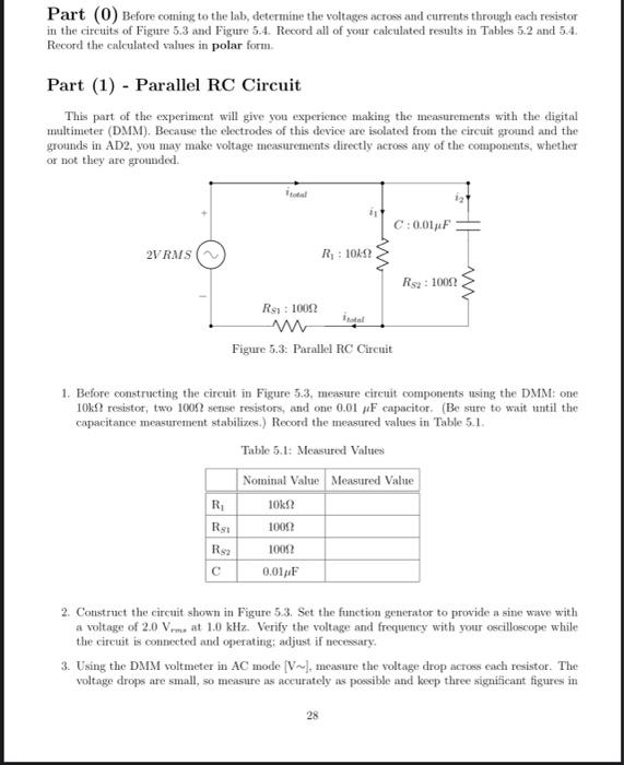 Solved Part (0) Before coming to the lab, determine the | Chegg.com
