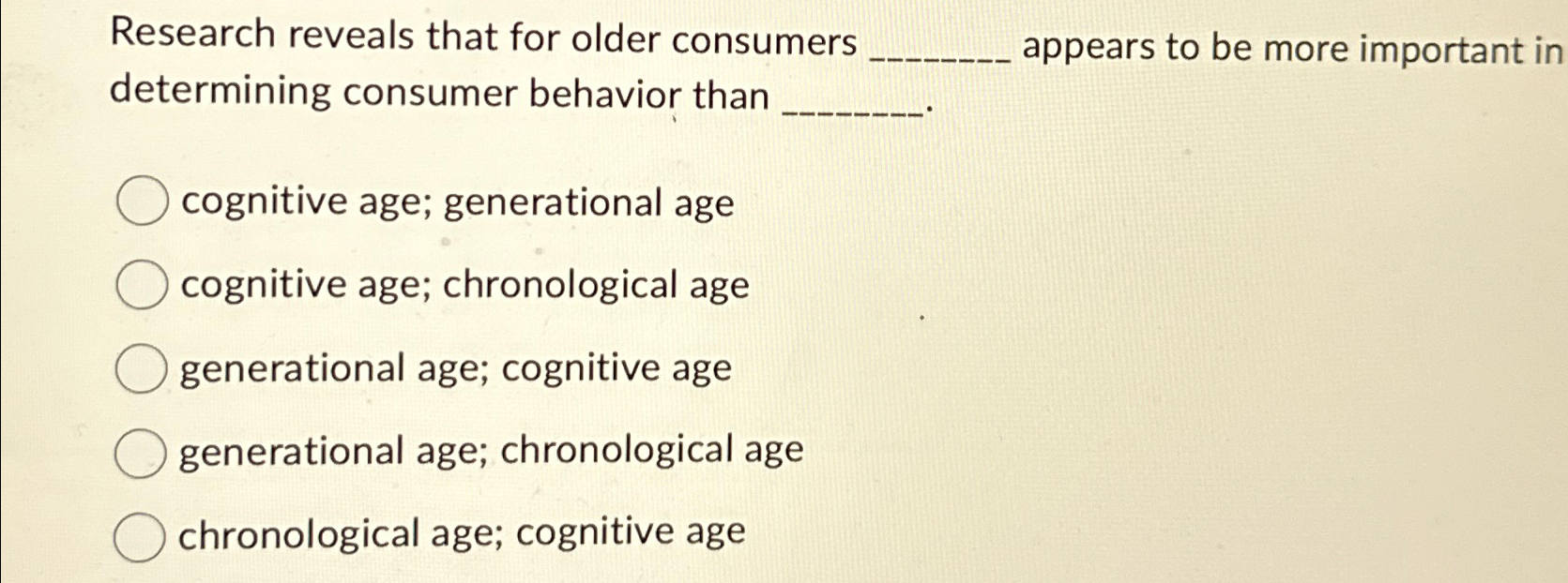 Solved Research reveals that for older consumers q, ﻿appears | Chegg.com