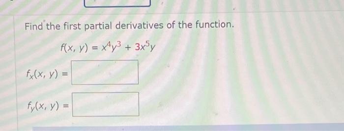 Solved Find the first partial derivatives of the function. | Chegg.com