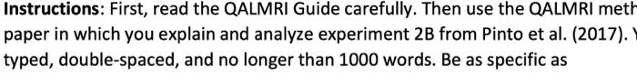 Instructions: First, read the QALMRI Guide carefully. | Chegg.com