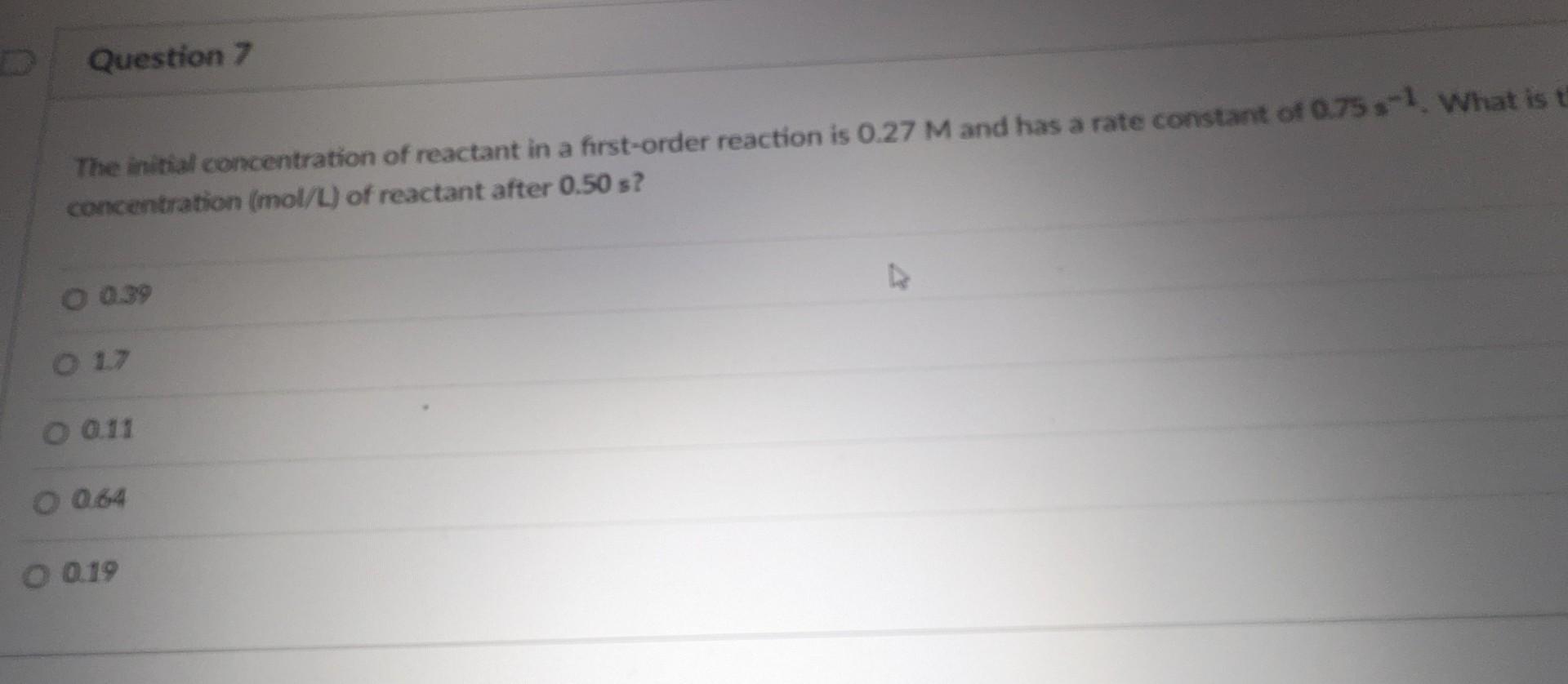 Solved The initial concentration of reactant in a | Chegg.com