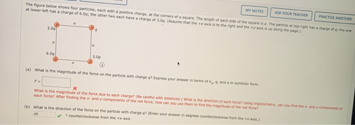 Solved The figure below shows four particles, each with a | Chegg.com