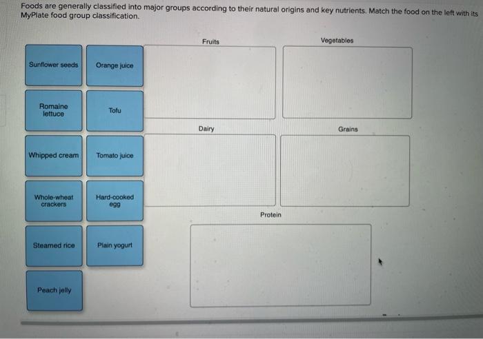 Solved Foods are generally classified into major groups | Chegg.com