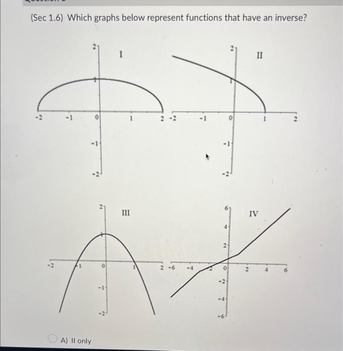 Solved (Sec 1.6) Which graphs below represent functions that | Chegg.com