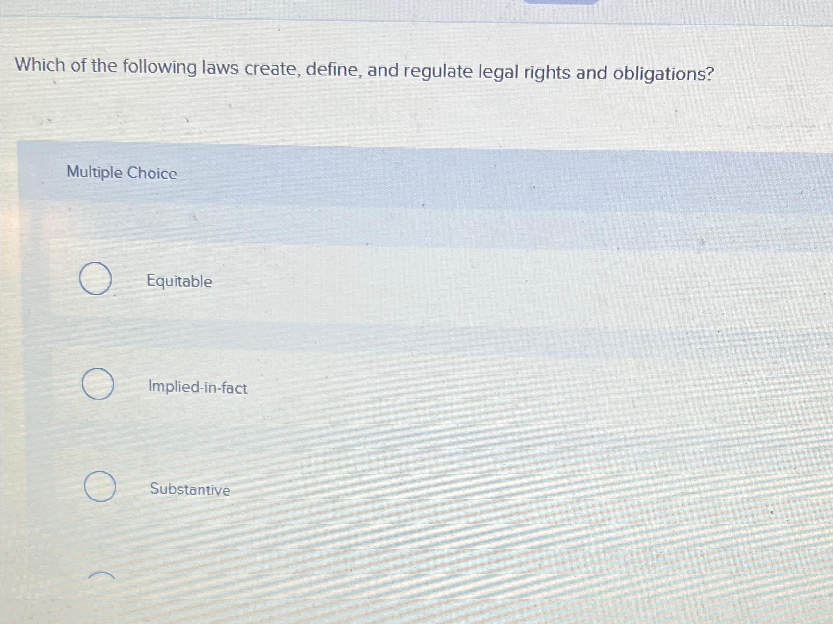 Solved Which of the following laws create, define, and | Chegg.com