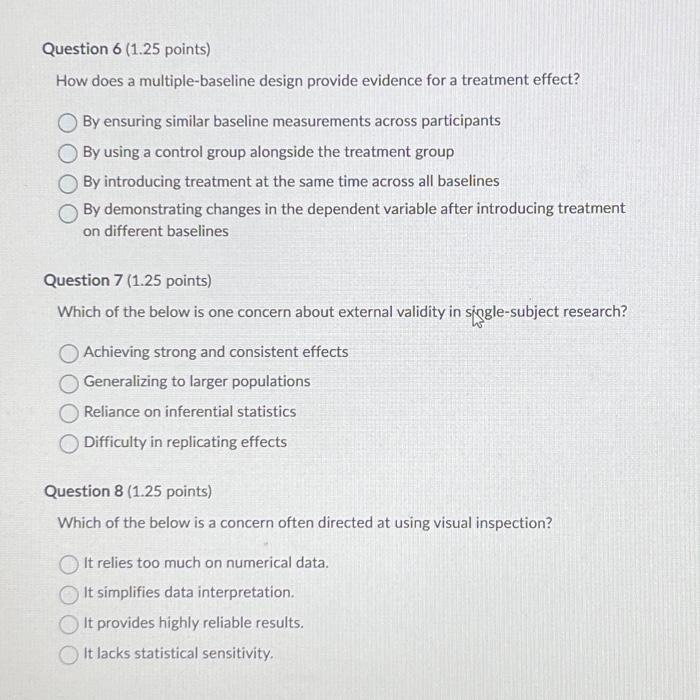Solved How does a multiple-baseline design provide evidence | Chegg.com