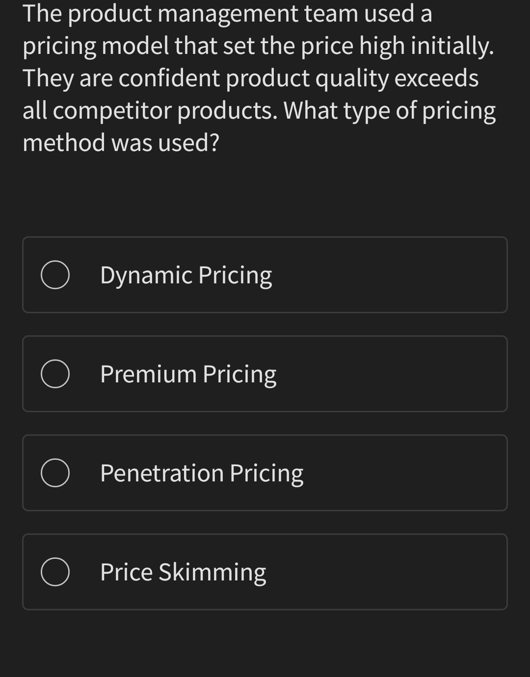 Solved The product management team used a pricing model that | Chegg.com