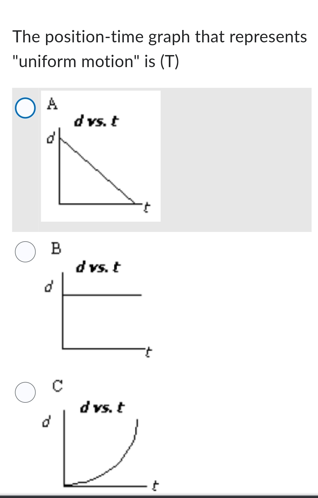 Solved The position-time graph that represents "uniform | Chegg.com