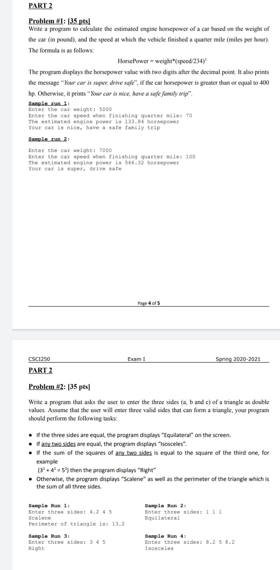 Solved PART 2 Problem #1: (35 pts] Write a program to | Chegg.com
