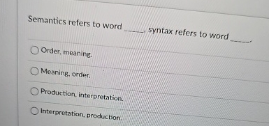 Solved Semantics refers to word ﻿syntax refers to word q, | Chegg.com