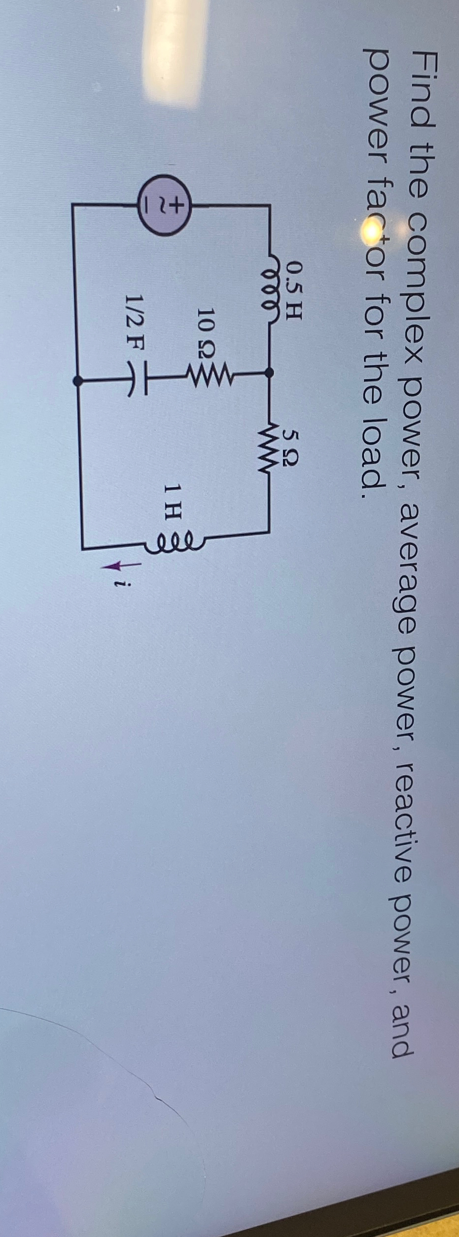 Find the complex power, average power, reactive | Chegg.com