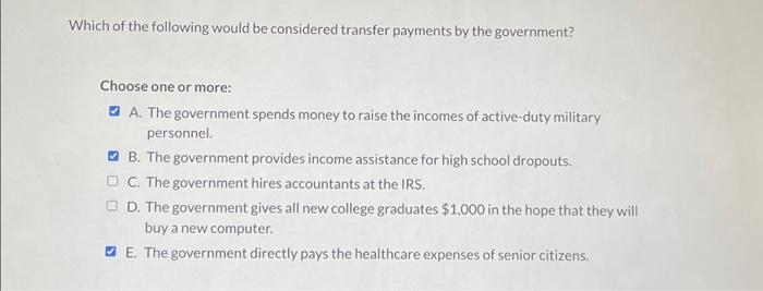 Solved Which of the following would be considered transfer | Chegg.com