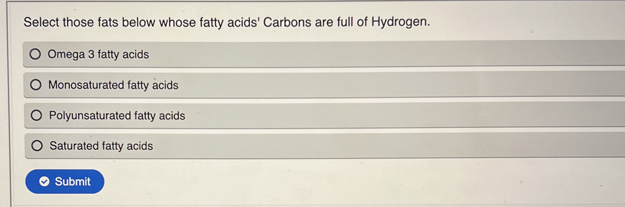 Solved Select those fats below whose fatty acids' Carbons | Chegg.com