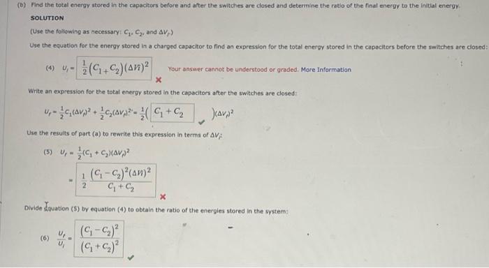 Solved (b) Find the total energy stored in the capscitors | Chegg.com