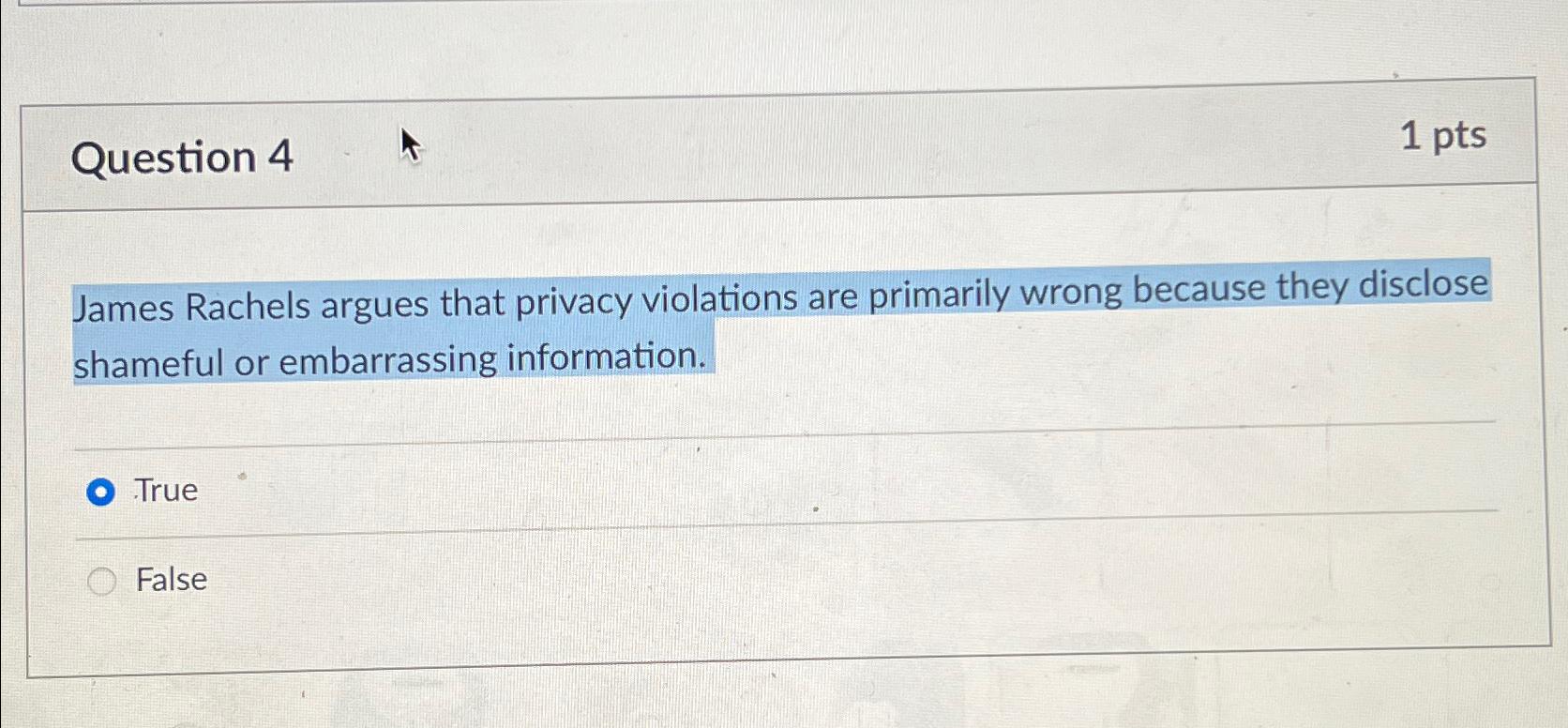 Solved Question 41 ﻿ptsJames Rachels argues that privacy | Chegg.com