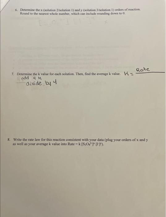 6. Determine the X (solution 2/solution 1) andy | Chegg.com