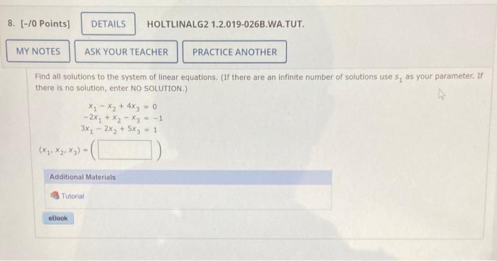 Solved 8. [-70 Points) DETAILS HOLTLINALG2 | Chegg.com Solved 8. [-70 Points) DETAILS HOLTLINALG2 | Chegg.com