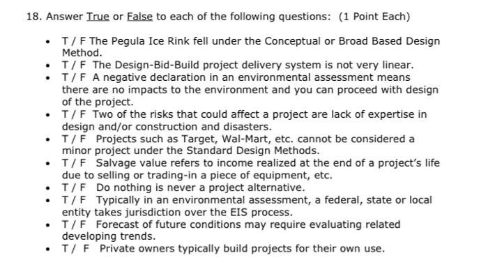 18. Answer True or False to each of the following | Chegg.com