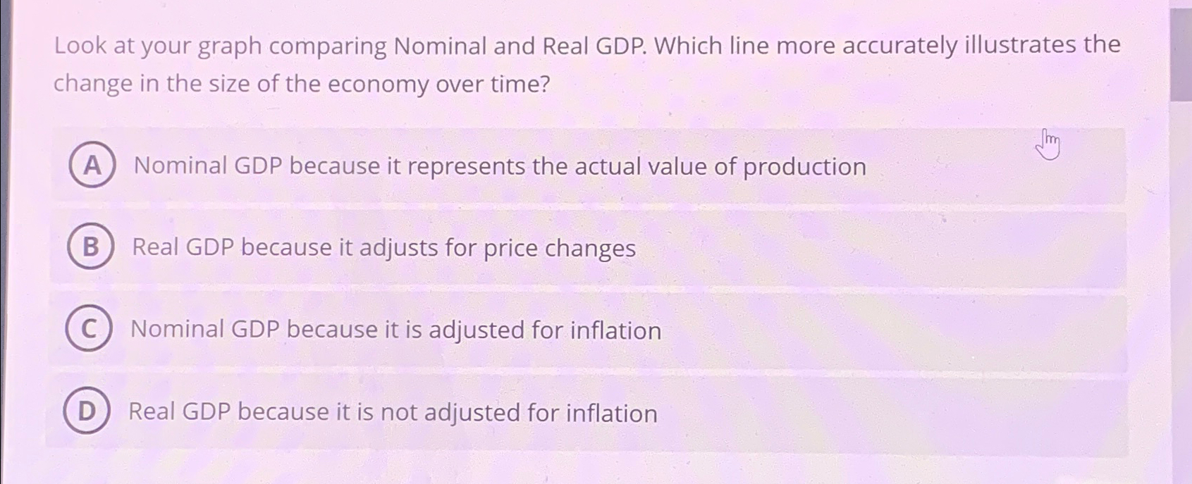 Solved Look at your graph comparing Nominal and Real GDP. | Chegg.com