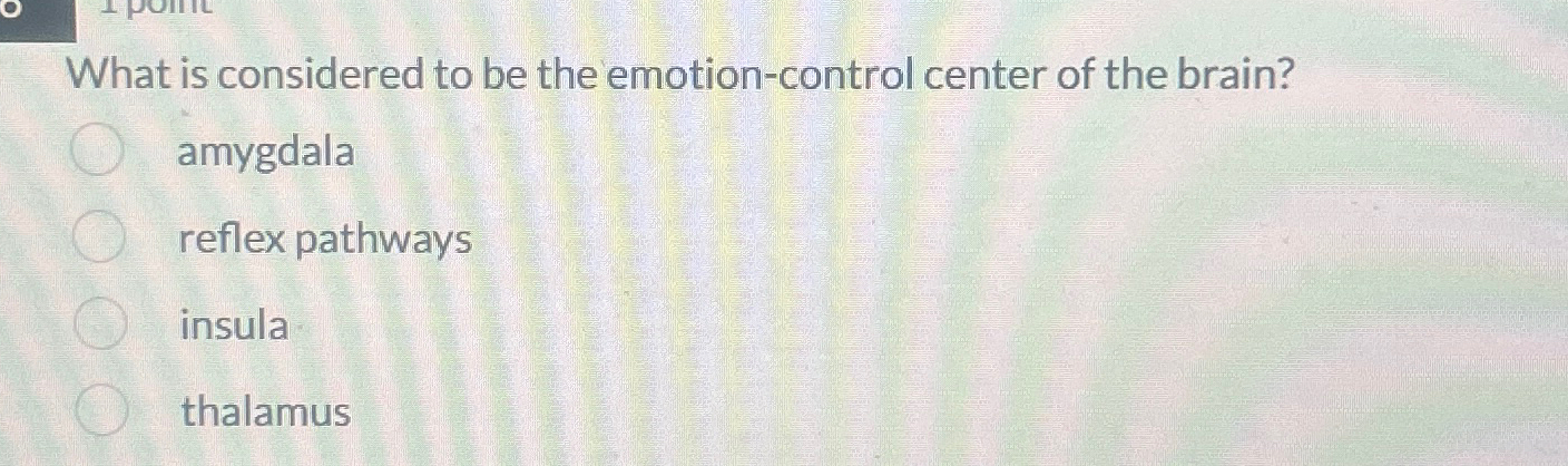 Solved What is considered to be the emotion-control center | Chegg.com