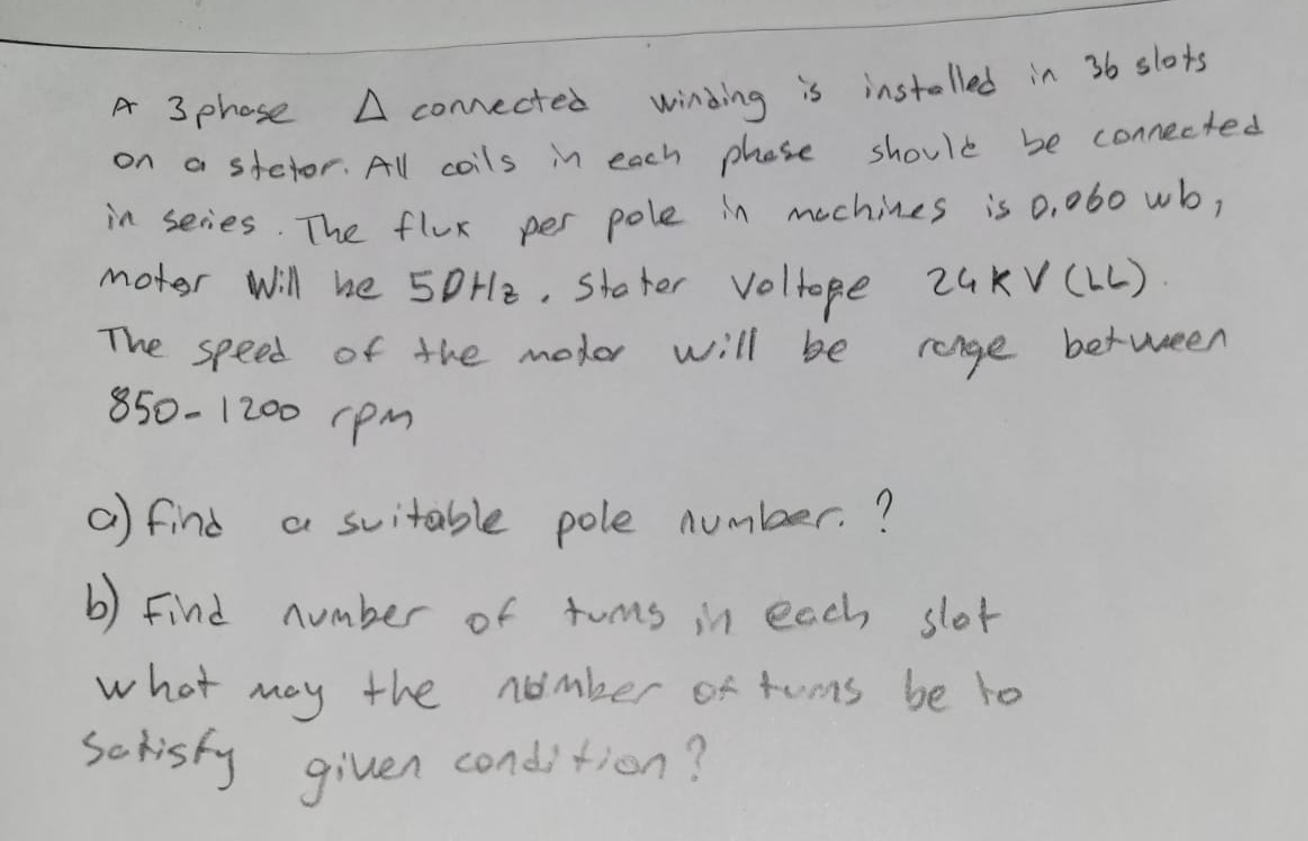 Solved A 3phase delta conrected winding is installed in 36 | Chegg.com
