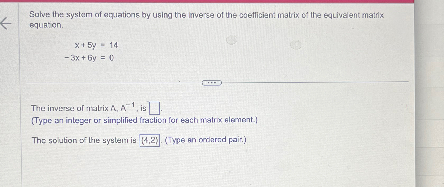 Solved Solve the system of equations by using the inverse of | Chegg.com