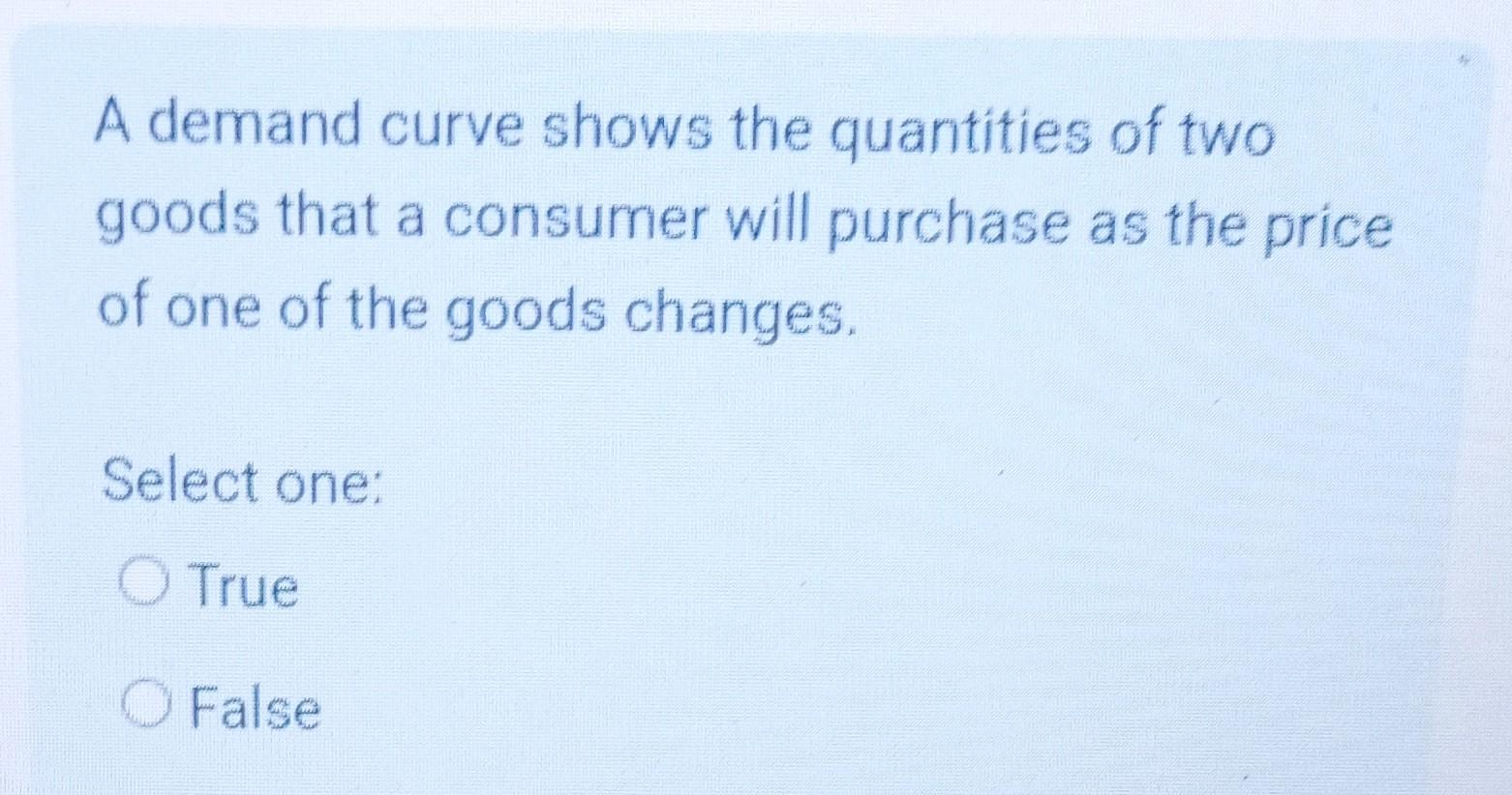 Solved A demand curve shows the quantities of two goods that | Chegg.com