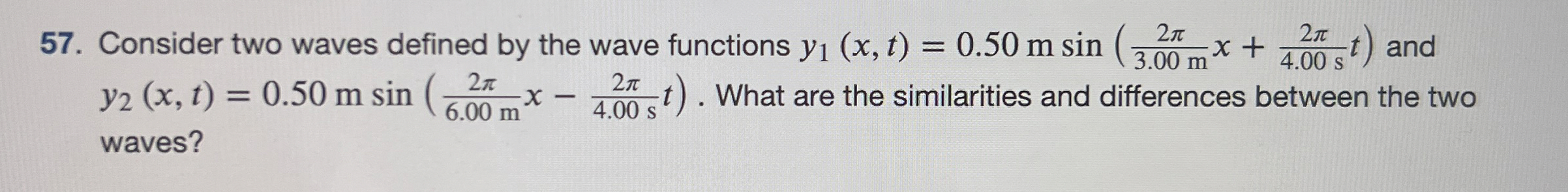 Solved Consider two waves defined by the wave functions | Chegg.com
