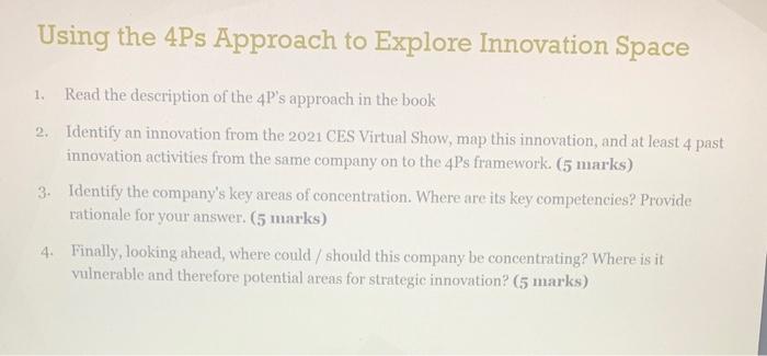 Solved Using the 4Ps Approach to Explore Innovation Space 1. | Chegg.com