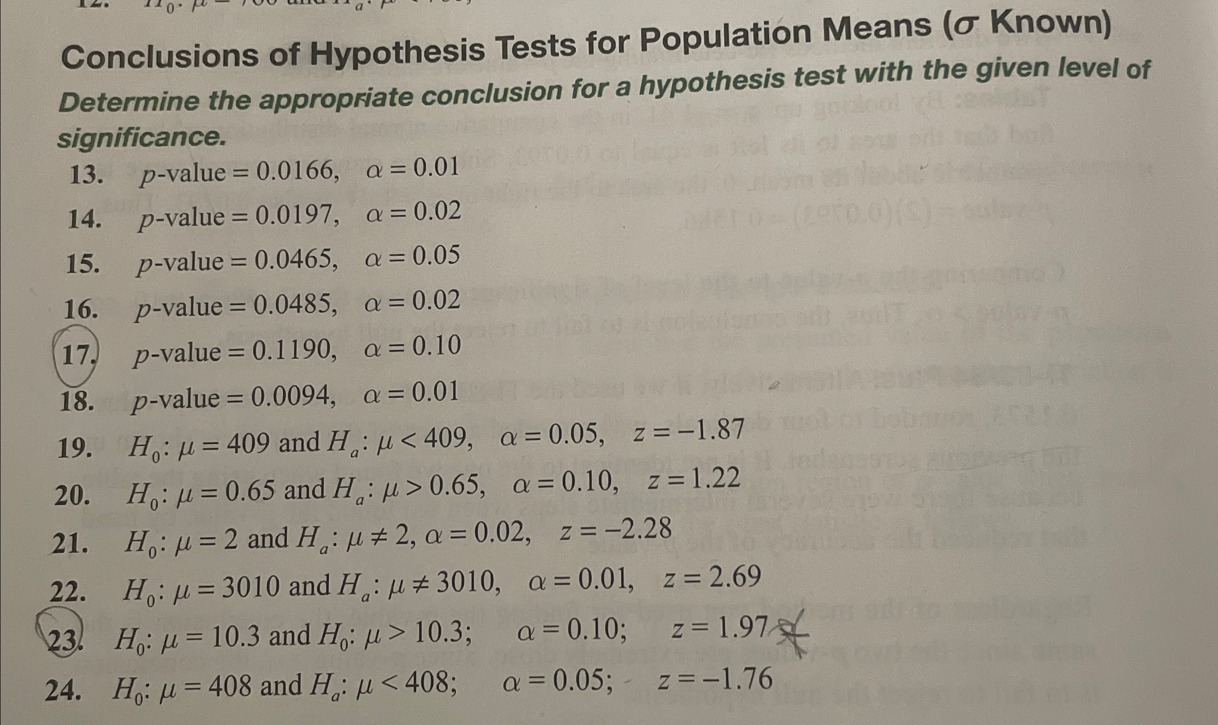 Solved Conclusions of Hypothesis Tests for Population Means | Chegg.com