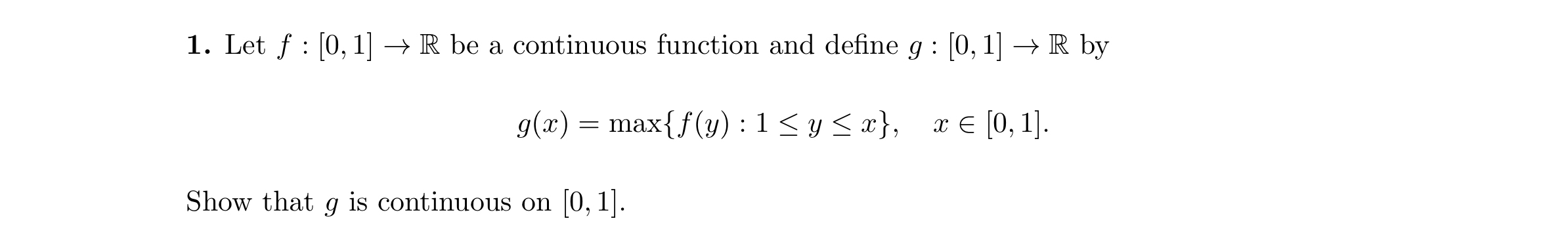Let f:[0,1]→R ﻿be a continuous function and define | Chegg.com