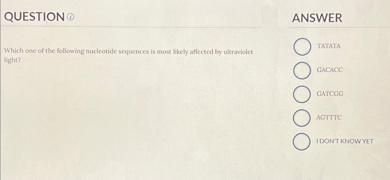 Solved QUESTION (ANSWERWhich one of the following nucleotide | Chegg.com