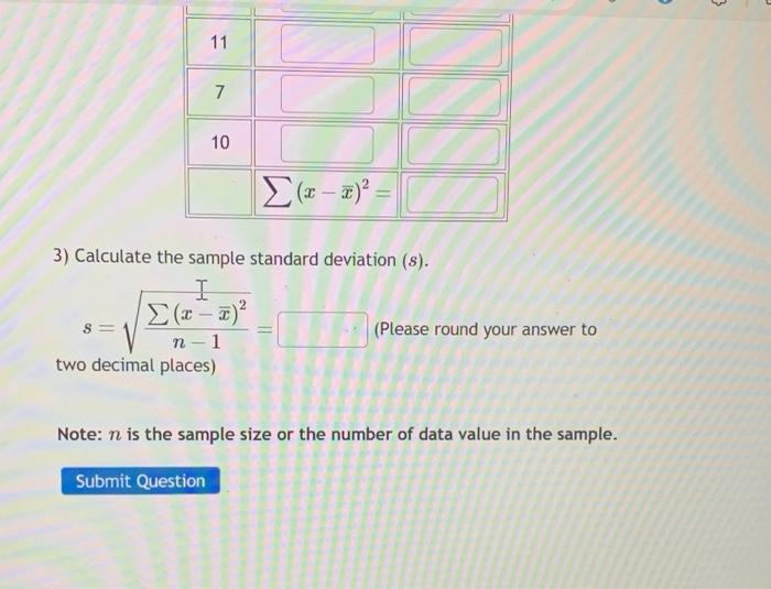Solved We are going to calculate the standard deviation for | Chegg.com