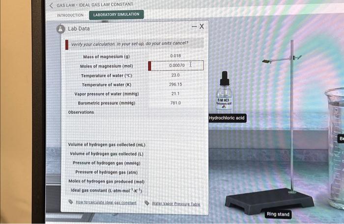 (A) Lab Data Verify your calculation in your set-up, | Chegg.com