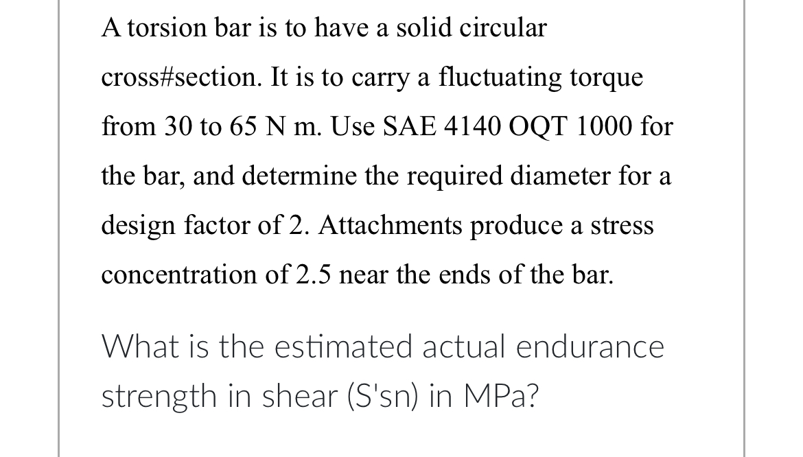 Solved A torsion bar is to have a solid circular | Chegg.com