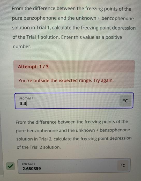 Solved Freezing point of benzopheone Temperature 3.8588288 | Chegg.com